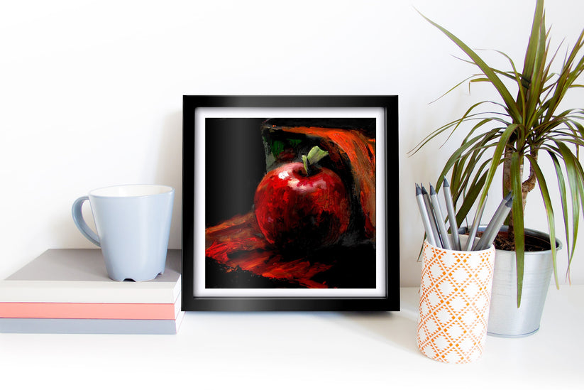 "Apple Artwork - Rich Ruby Red Apple" Original Oil Painting 6" x 6 ...